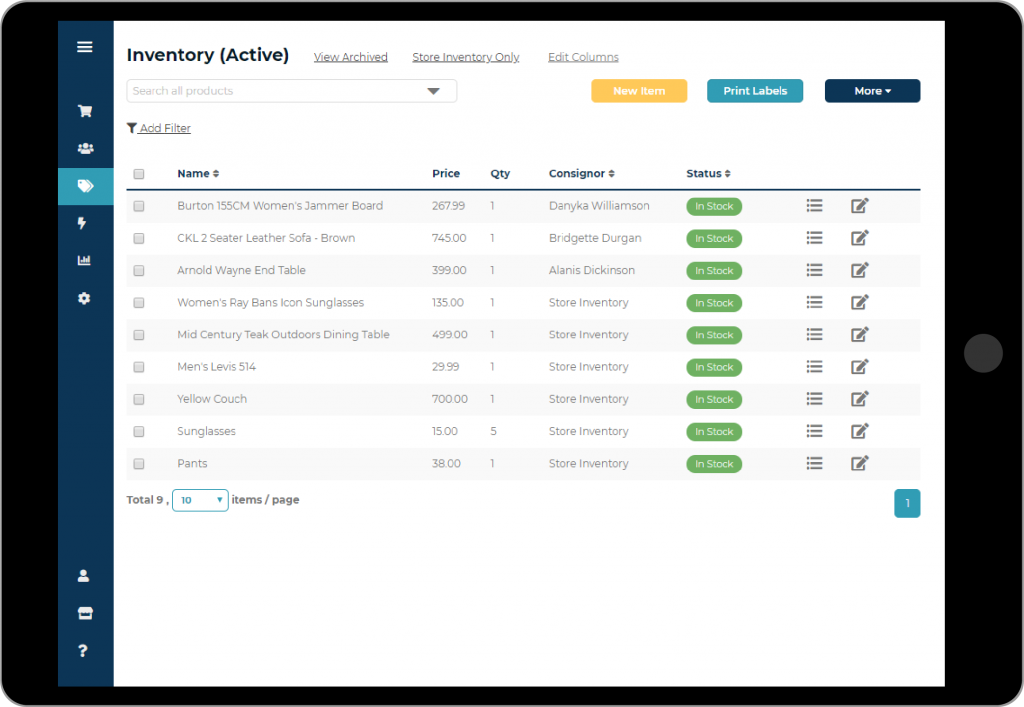 Inventory Master View